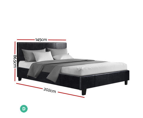 Double Size PVC Leather Bed Frame - Black | Factory to Home