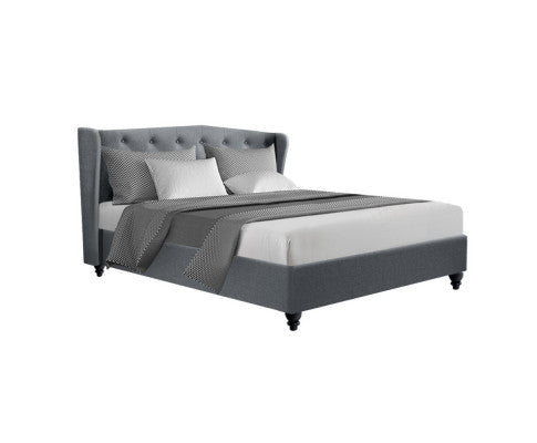 Wooden Upholstered Queen Bed Frame - Grey | Factory to Home