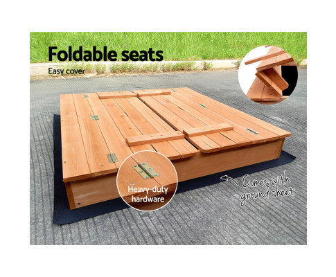 Wooden Outdoor Sandpit Set - Natural Wood | Factory to Home