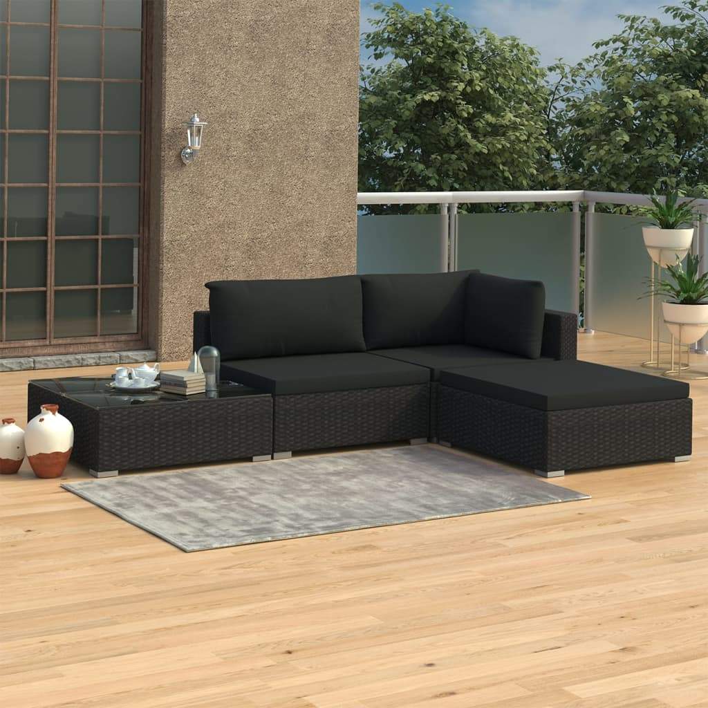 4 Piece Outdoor Lounge Set with Cushions - Rattan | Factory to Home