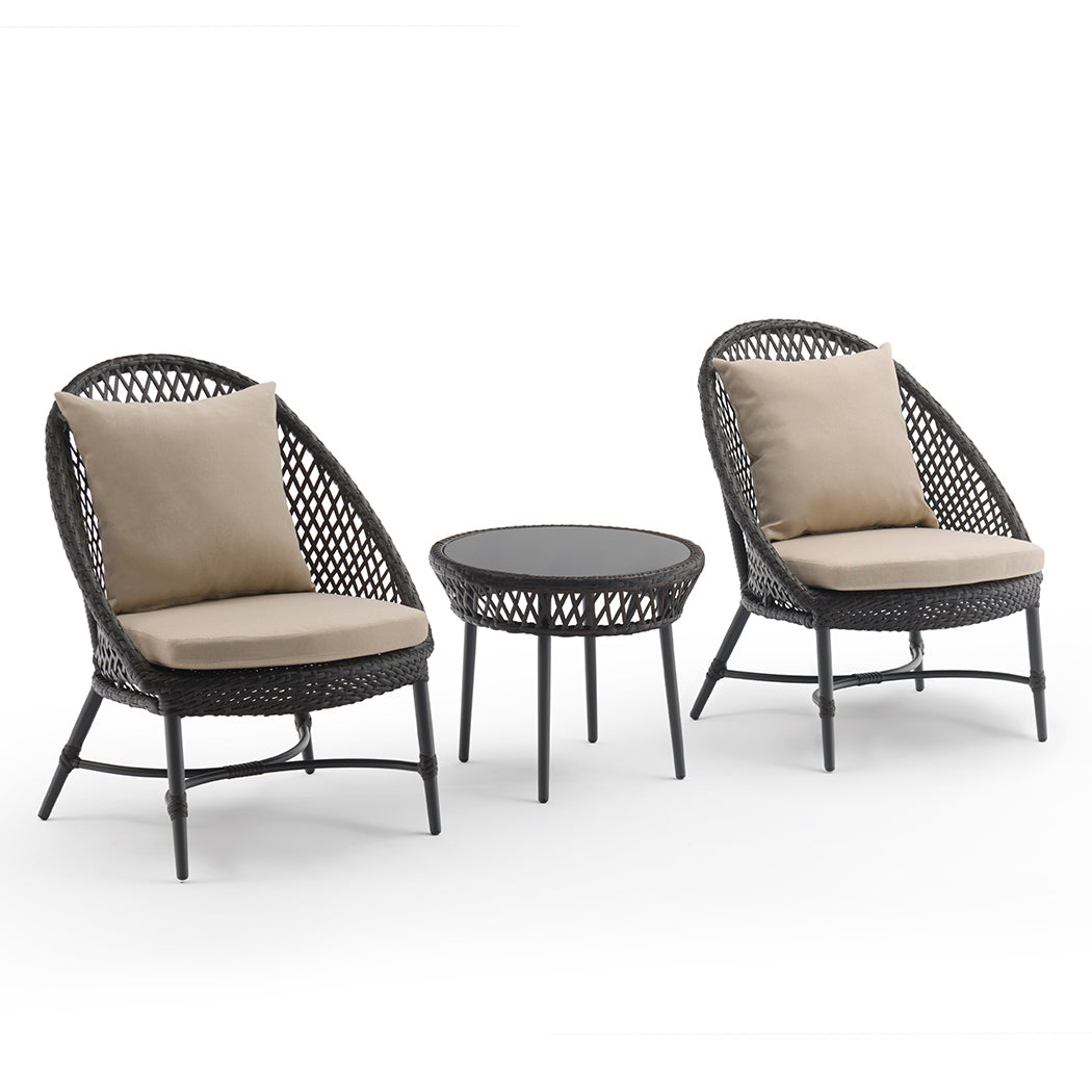 3pc Patio Set Dark Brown | Factory to Home