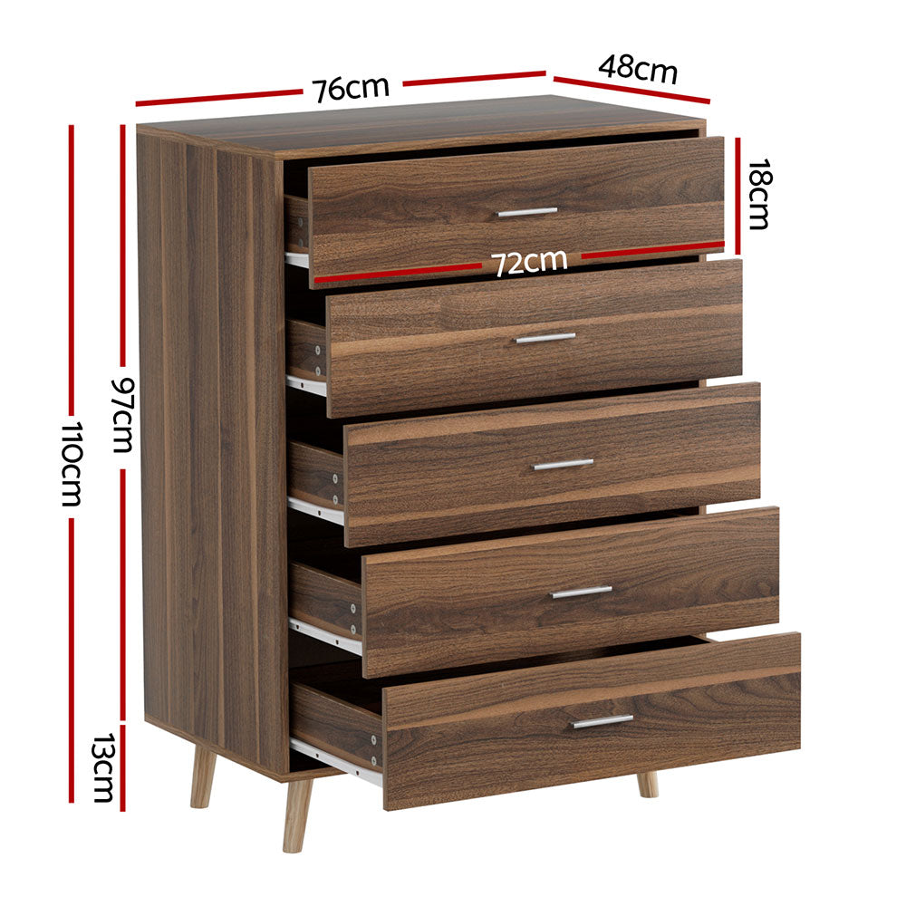 5 Chest Of Drawers - Walnut