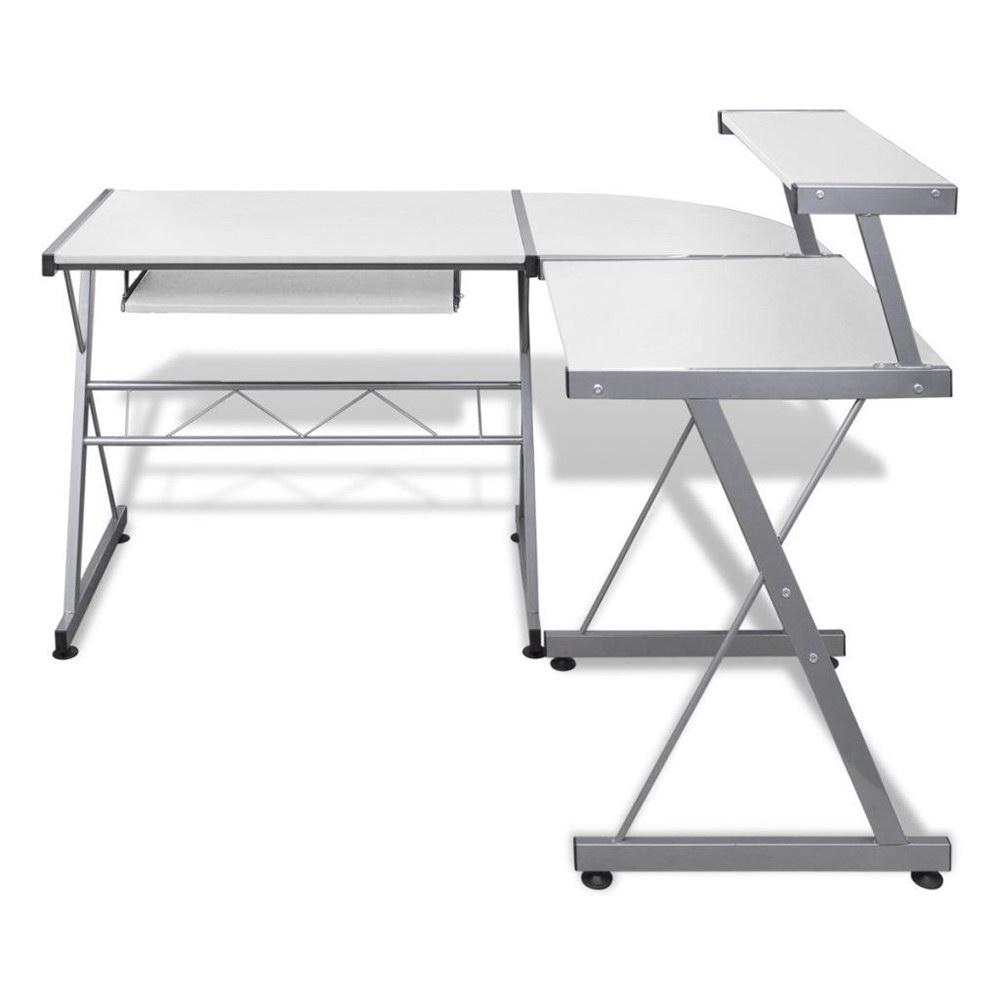 Corner Pull Out Computer Desk - White | Factory to Home