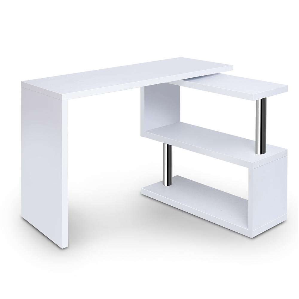 Artiss Rotary Corner Desk with Bookshelf - White | Factory to Home