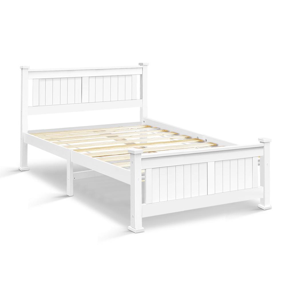Double Size Wooden Bed Frame - White | Factory to Home