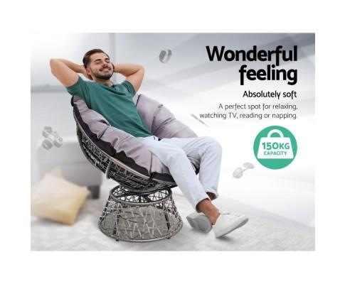 Papasan Chair and Side Table Set- Grey | Factory to Home
