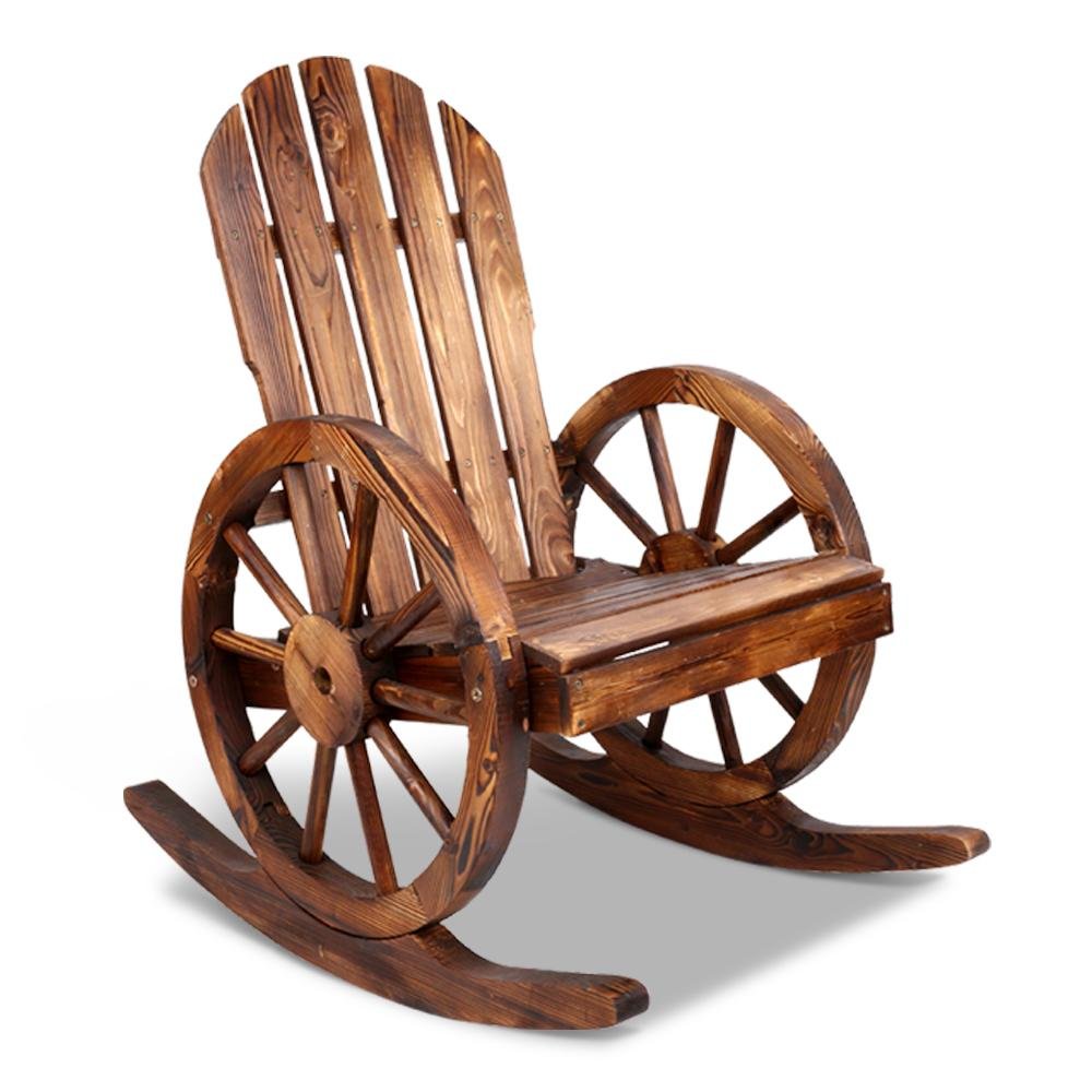 Wagon Wheels Rocking Chair - Brown | Factory to Home