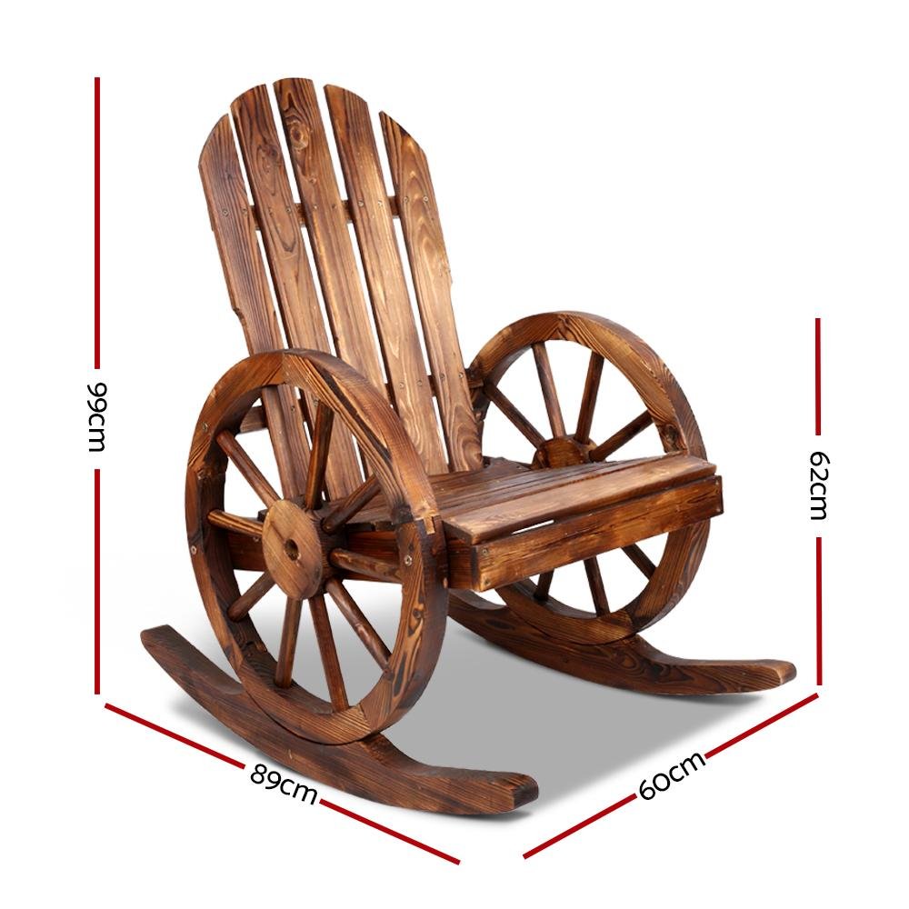 Wagon Wheels Rocking Chair - Brown | Factory to Home