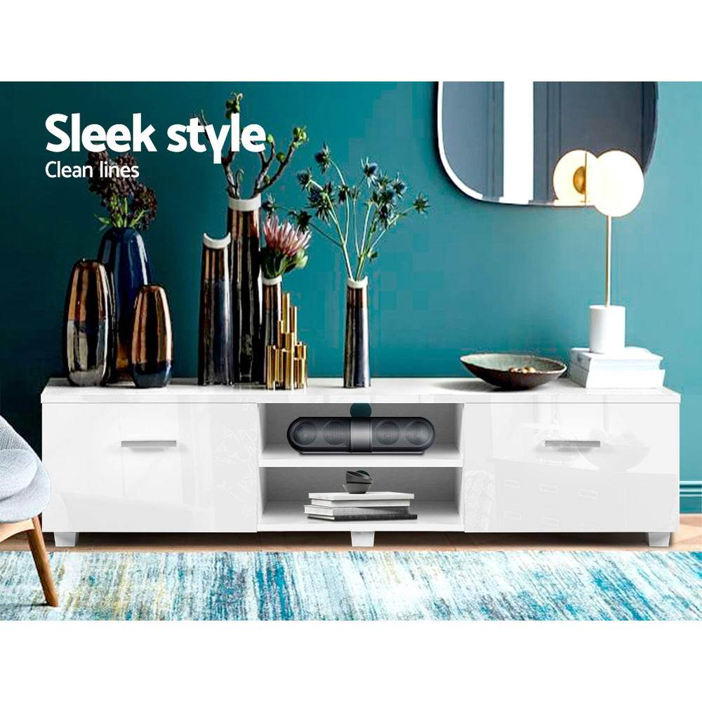 High Gloss Entertainment Unit - 140cm White | Factory to Home