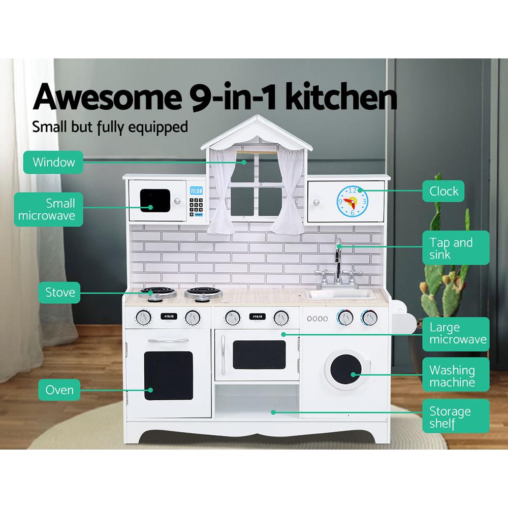 Kids Kitchen Set Pretend Play Food Sets Childrens Utensils Toys White