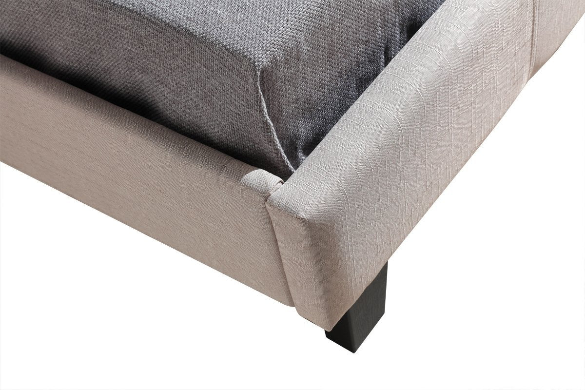 King Single Linen Fabric Bed Frame - Beige | Factory to Home