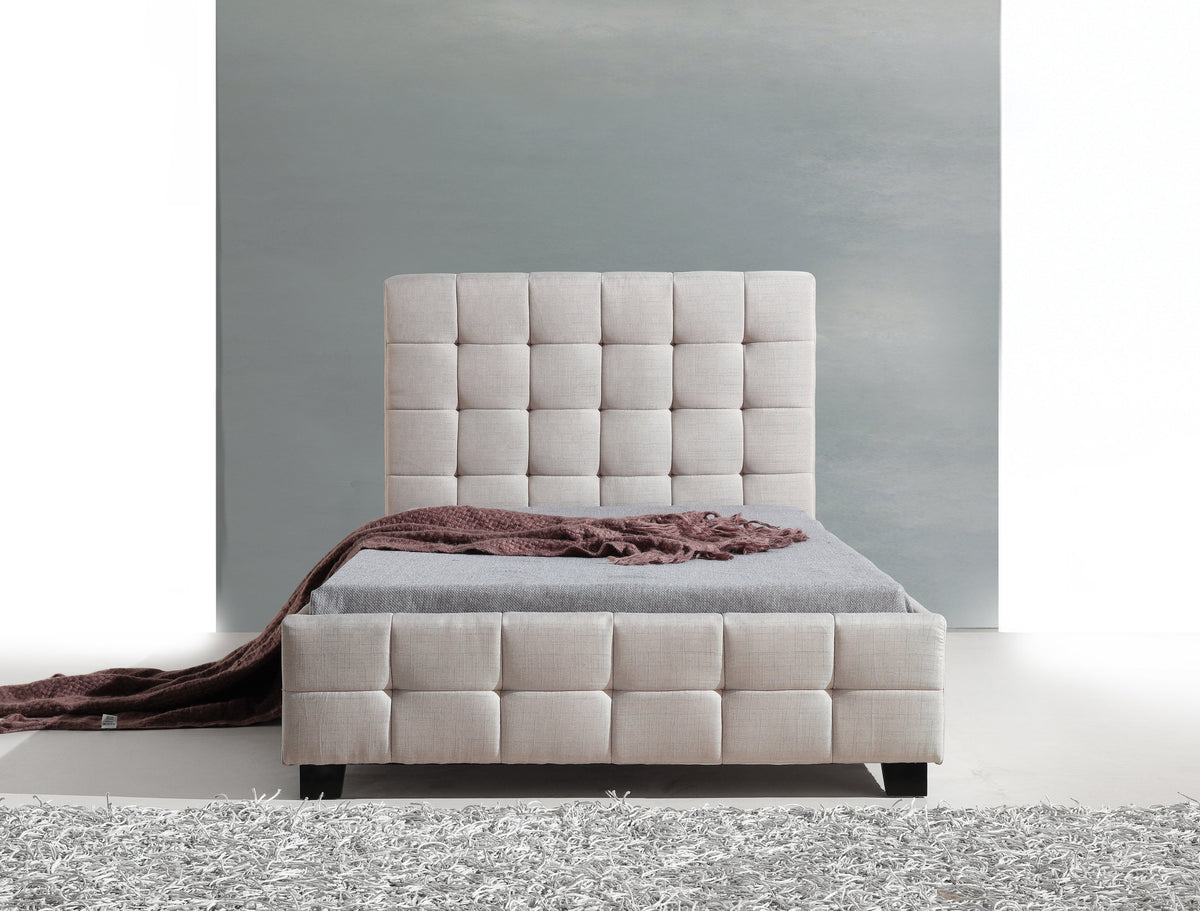 King Single Linen Fabric Deluxe Bed Frame - Beige | Factory to Home