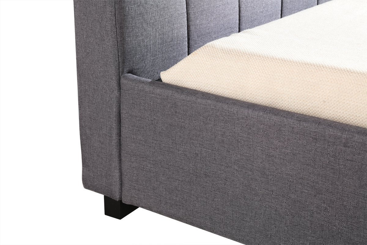 King Single Linen Fabric Deluxe Bed Frame - Grey | Factory to Home