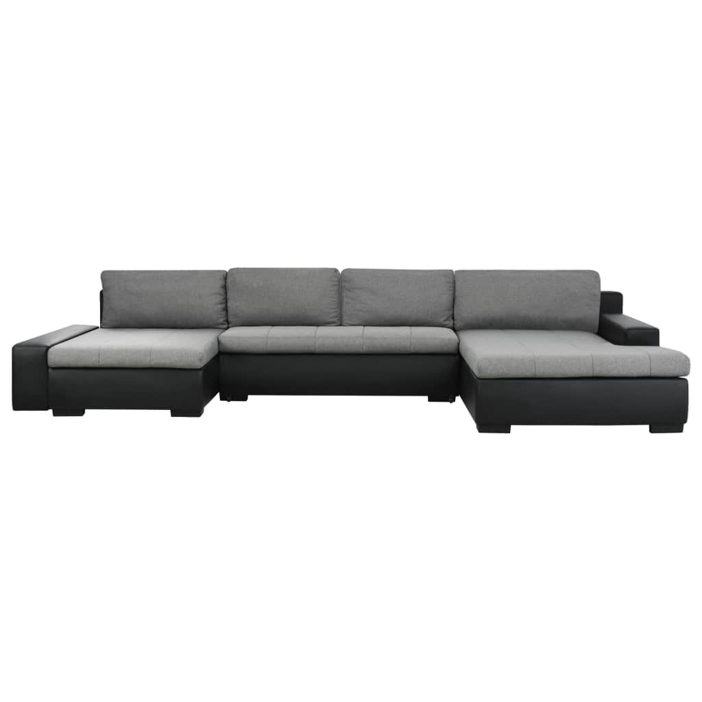 Modular Sofa Bed Faux Leather Black and Light Grey | Factory to Home