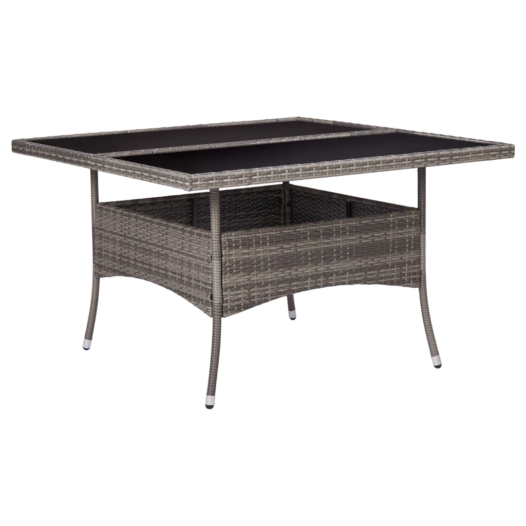 Outdoor Dining Table - Poly Rattan and Glass - Grey | Factory to Home