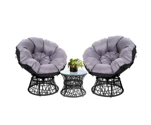 Papasan Chair and Side Table Set- Black | Factory to Home