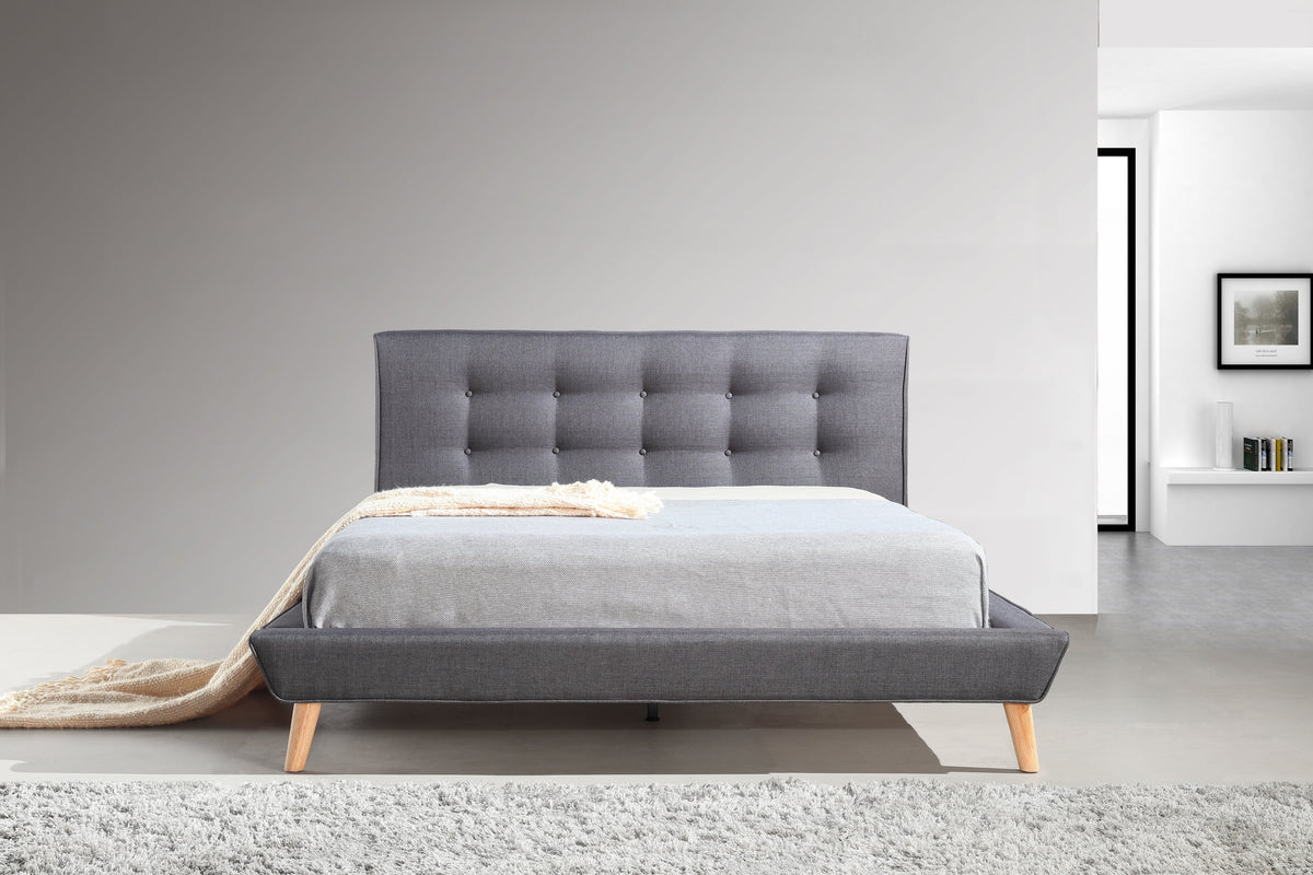 Queen Deluxe Linen Fabric Bed Frame - Grey | Factory to Home