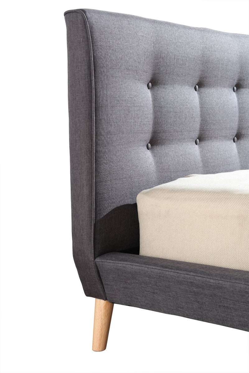 Queen Deluxe Linen Fabric Bed Frame - Grey | Factory to Home