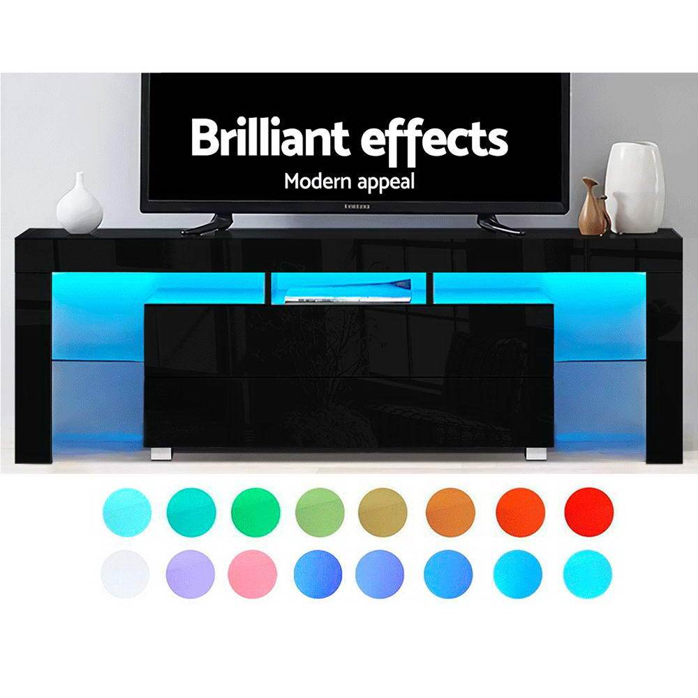 RGB Gloss LED Entertainment Unit - 160cm - Black | Factory to Home