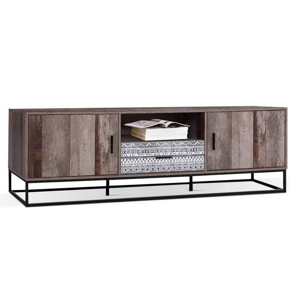 Rustic Industrial Entertainment Unit With Storage - 180cm | Factory to Home