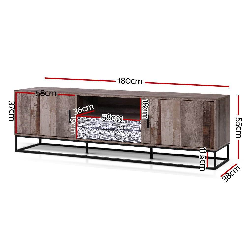Rustic Industrial Entertainment Unit With Storage - 180cm | Factory to Home