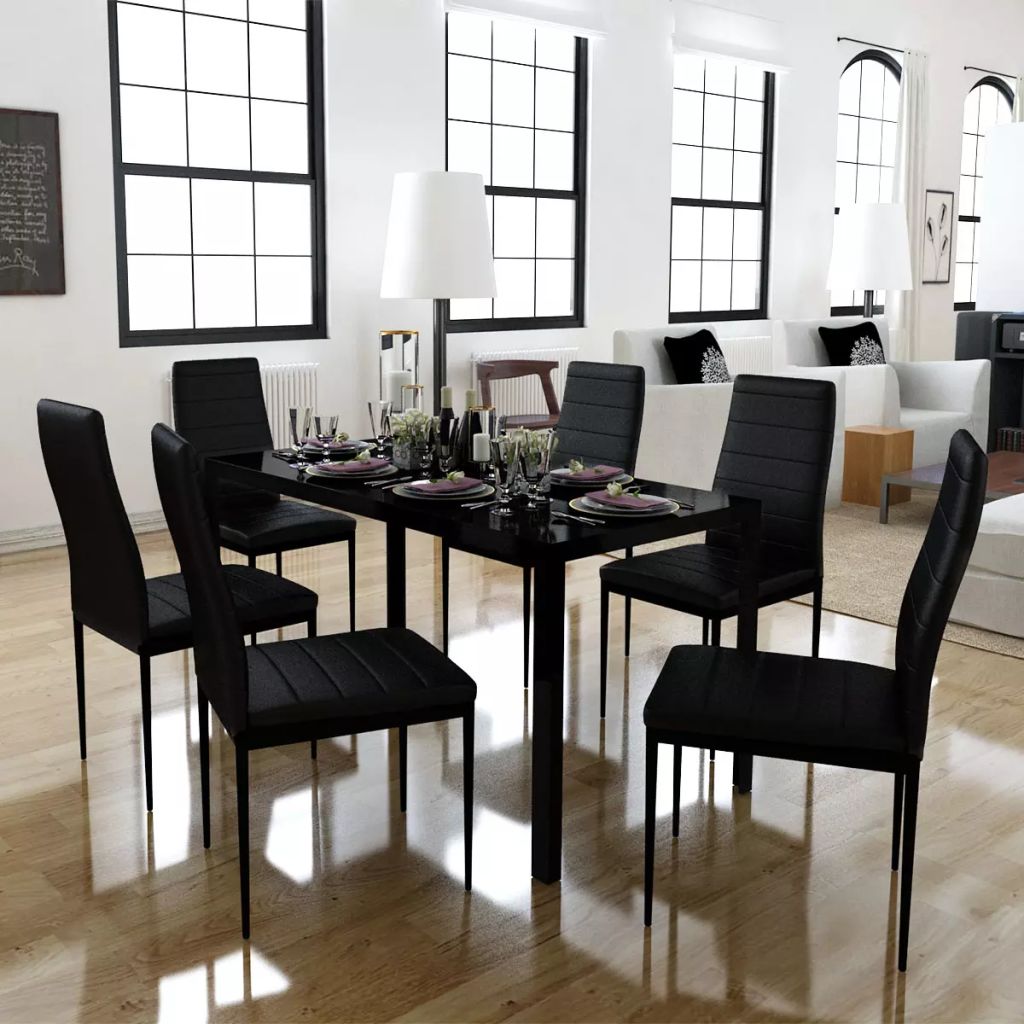 Seven Piece Dining Table Set - Black | Factory to Home