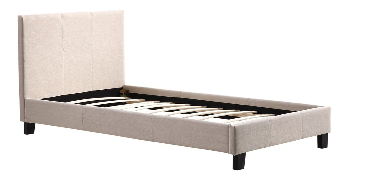 Single Linen Fabric Bed Frame - Beige | Factory to Home